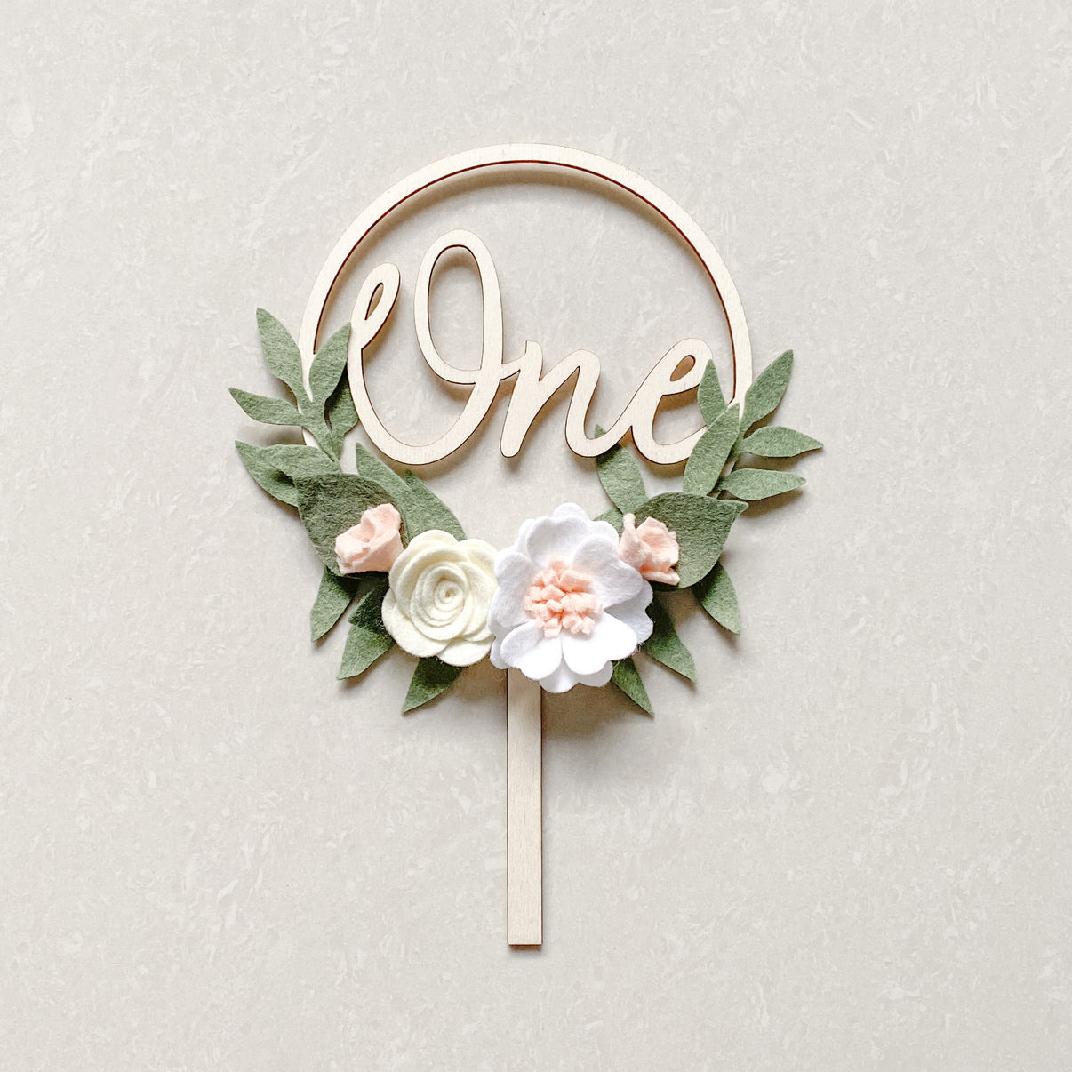 Neutral Flower Wreath Cake Topper – Kirei handmade